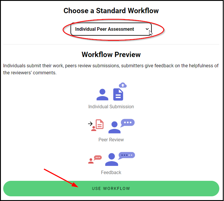 Choose a Standard Workflow Assignment - Sync Mode Course – Peerceptiv Knowledge Base