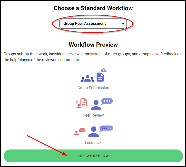 Choose a Standard Workflow Assignment - Sync Mode Course – Peerceptiv Knowledge Base
