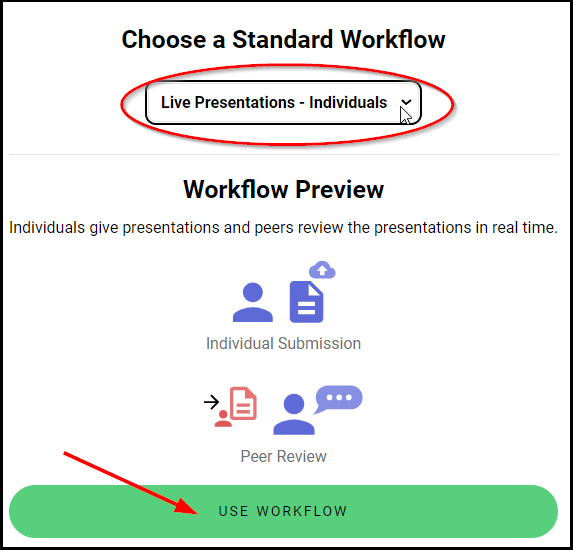 Choose a Standard Workflow Assignment - Sync Mode Course – Peerceptiv Knowledge Base